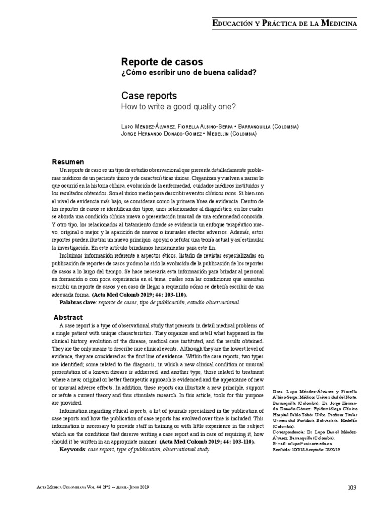 Como Redactar Un Reporte de Caso | PDF | Diagnostico medico | Sumario abstracto)
