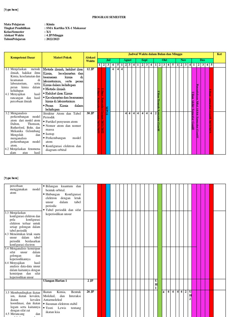 K.1 - Prosem Kelas X (Ganjil) | PDF
