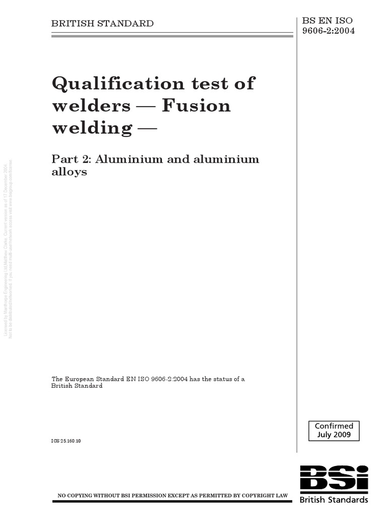 BS en Iso 9606-2 2004 | PDF