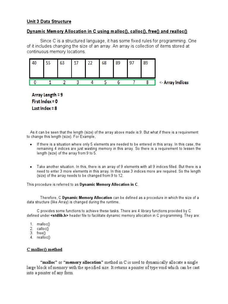 Dynamic Memoryallocation Pdf Pointer Computer Programming Computer Engineering 0029