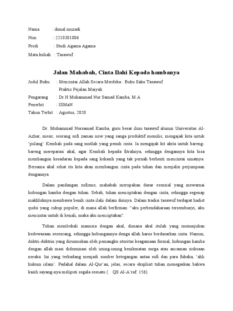 Resensi Tasawuf Ikmal Muzadi UAS | PDF | Agama & Spiritualitas