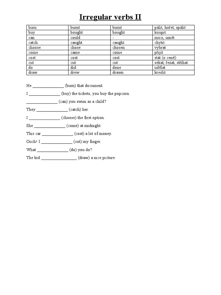 Irregular Verbs II | PDF