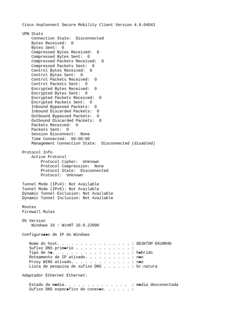 Cisco AnyConnect VPN Status Report | PDF | Network Protocols | Internet