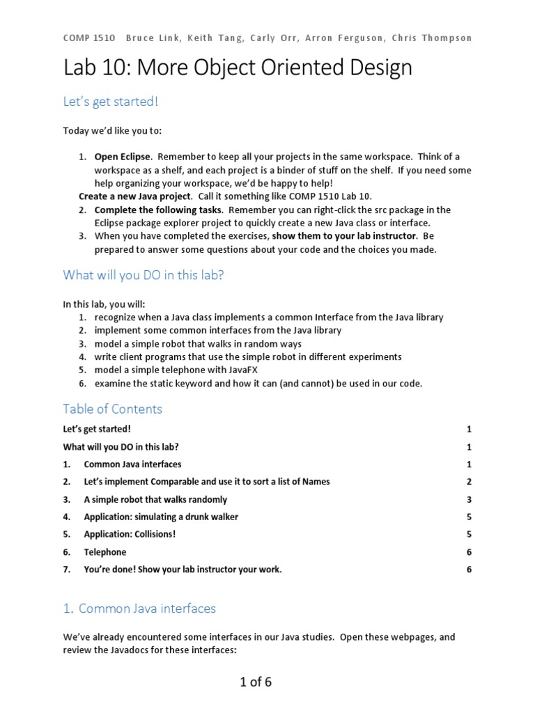 Comp 1510 Lab 10 | PDF | Programming | Constructor (Object Oriented ... Comp 1510 Lab 10 | PDF | Programming | Constructor (Object Oriented ...