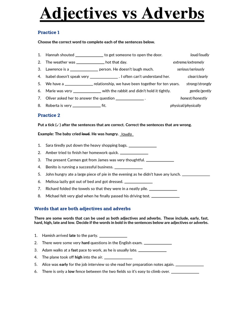 Adjectives Vs Adverbs | PDF | Adverb | Adjective