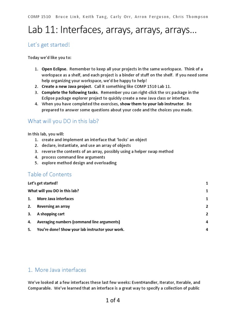 COMP 1510 Lab 11 | PDF | Parameter (Computer Programming) | Programming COMP 1510 Lab 11 | PDF | Parameter (Computer Programming) | Programming