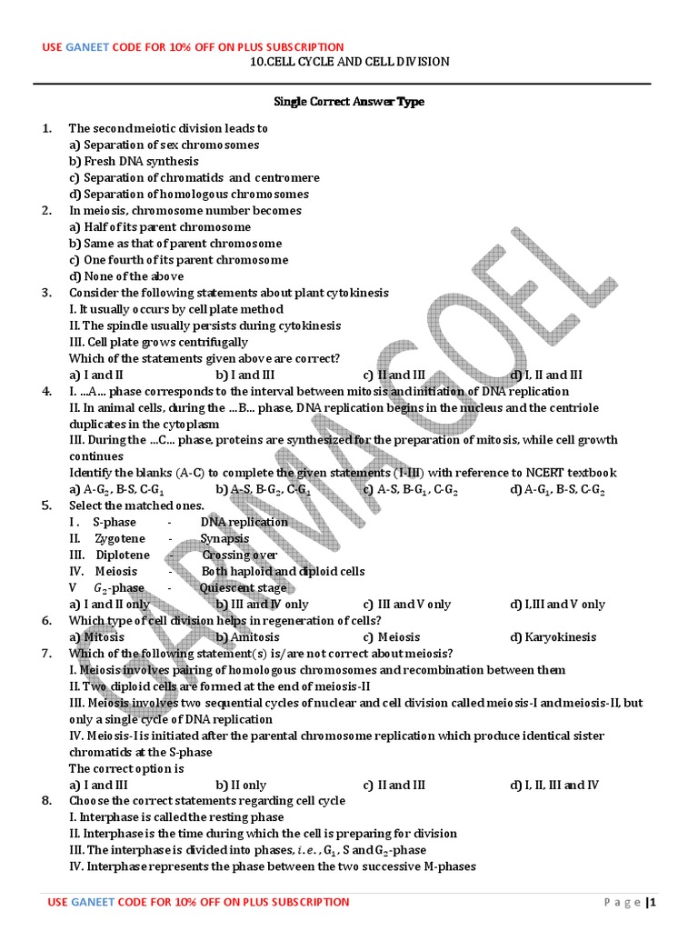 Cell Cycle and Cell Division-1 | PDF | Meiosis | Mitosis