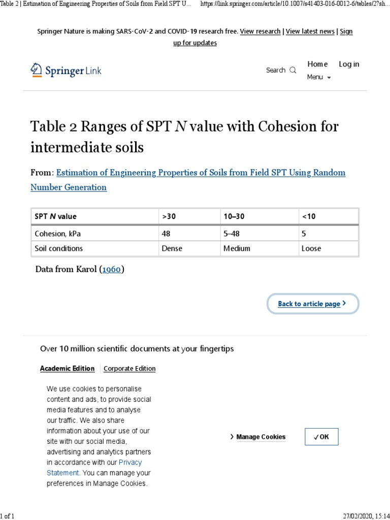 SPT N Value With Cohesion For Intermediate Soils (Karol 1960) | PDF