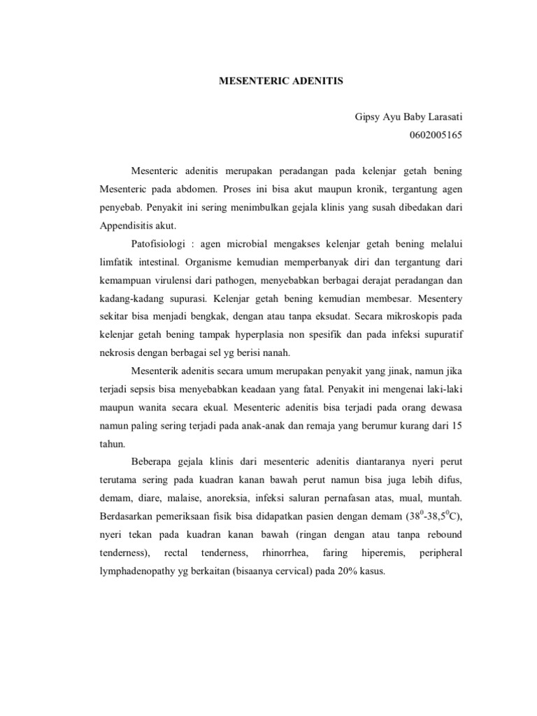 Mesenteric Adenitis | PDF