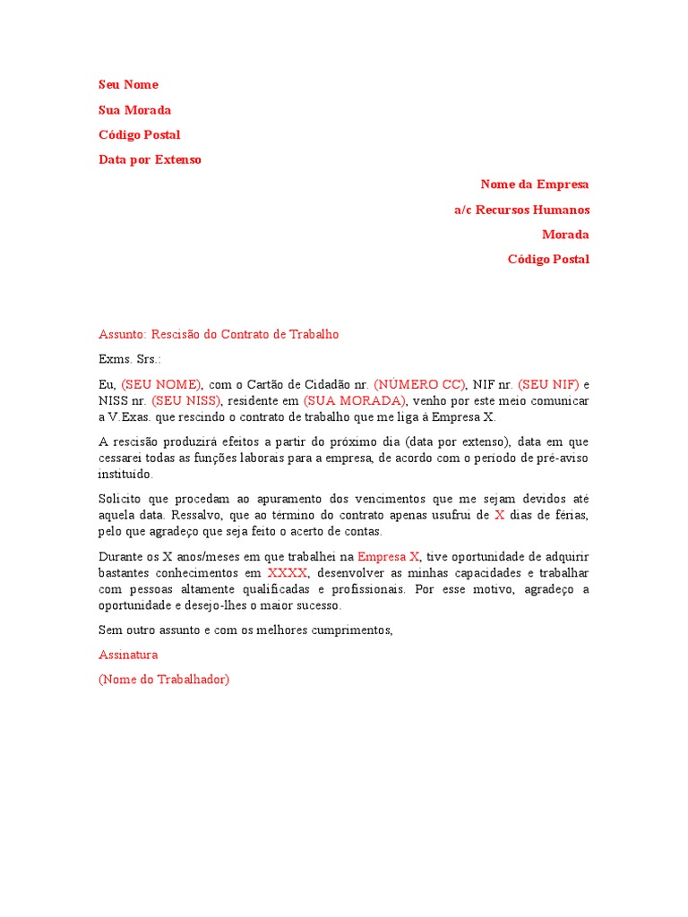 Modelo Rescisao Contrato | PDF