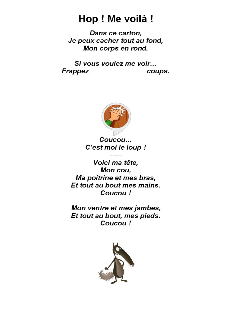Comptine Hop ! Me Voilà ! Copie | PDF