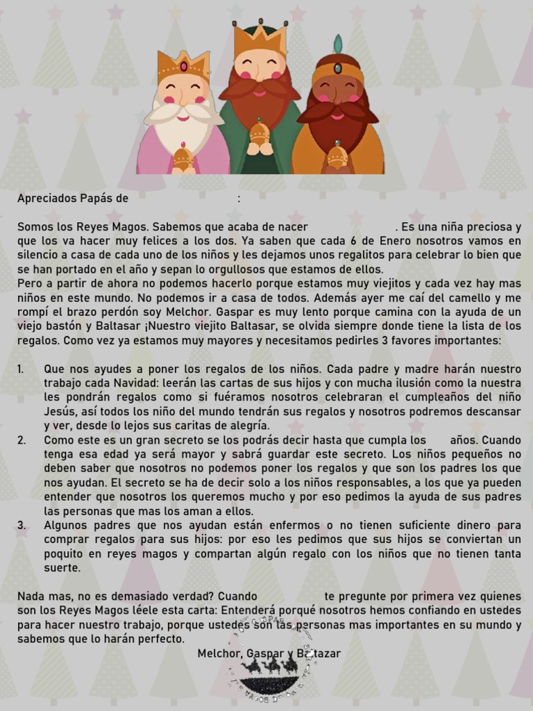 Carta Reyes Magos Papas | PDF | Reyes Magos