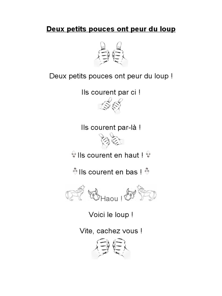 Comptine : Deux petits pouces et le loup | PDF
