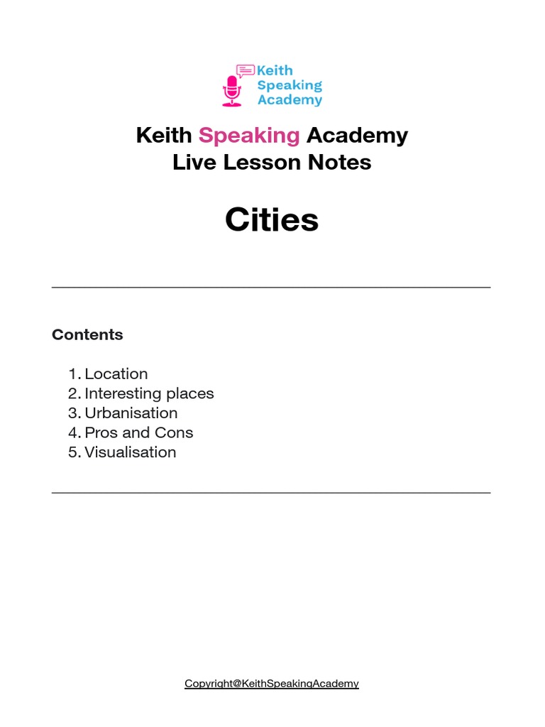 Keith Speaking Academy Live Lesson Notes | PDF | Cost Of Living ...