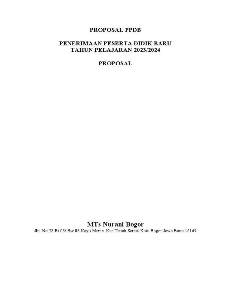 Contoh Proposal PPDB | PDF