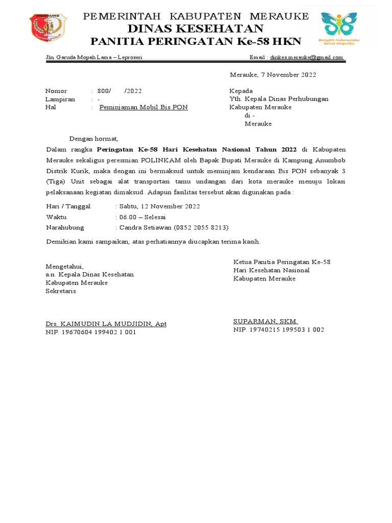 Surat Peminjaman Bis PON | PDF