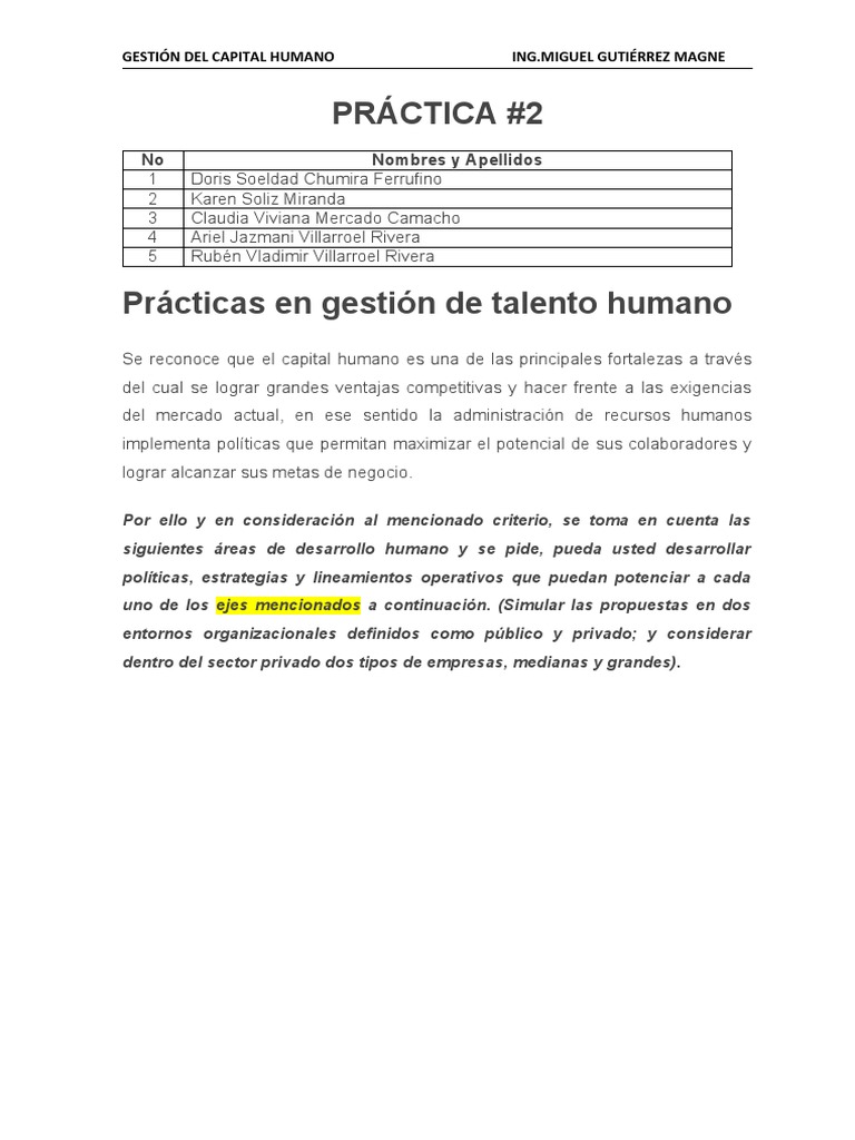 Practica Grupal 2 Gestion Del Talento Humano | PDF | Reclutamiento | Evaluación