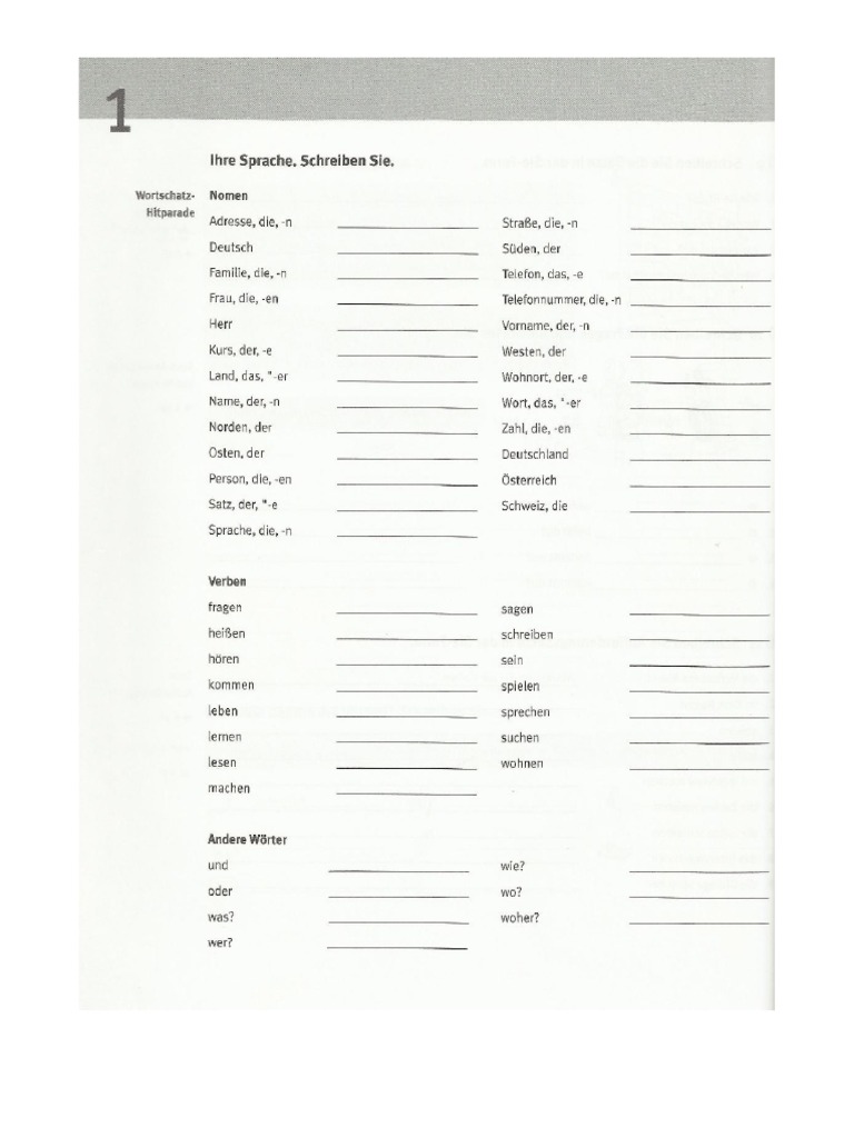 Lektion 1 - Vokabel Check List - Optimal A1 | PDF