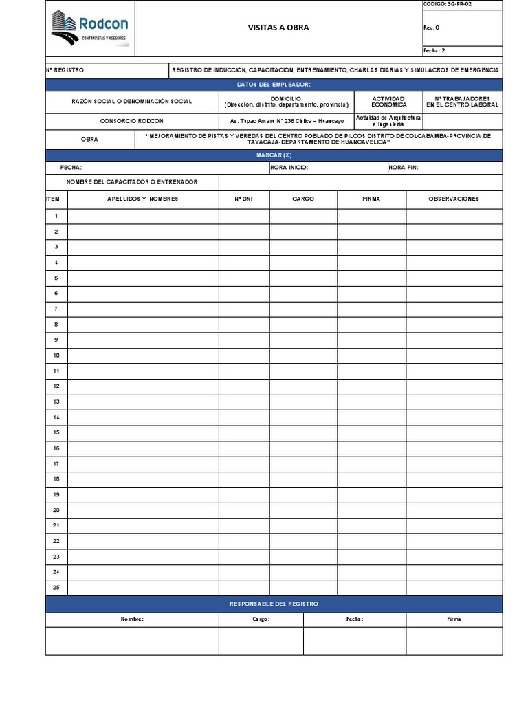 Registro de Visitas | PDF