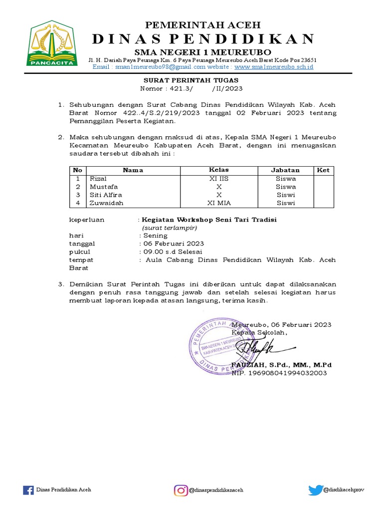 SURAT PERINTAH TUGAS | PDF