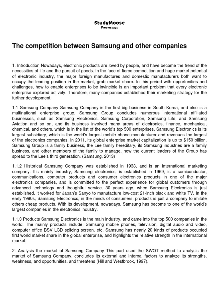The Competition Between Samsung and Other Companies | PDF | Samsung ...