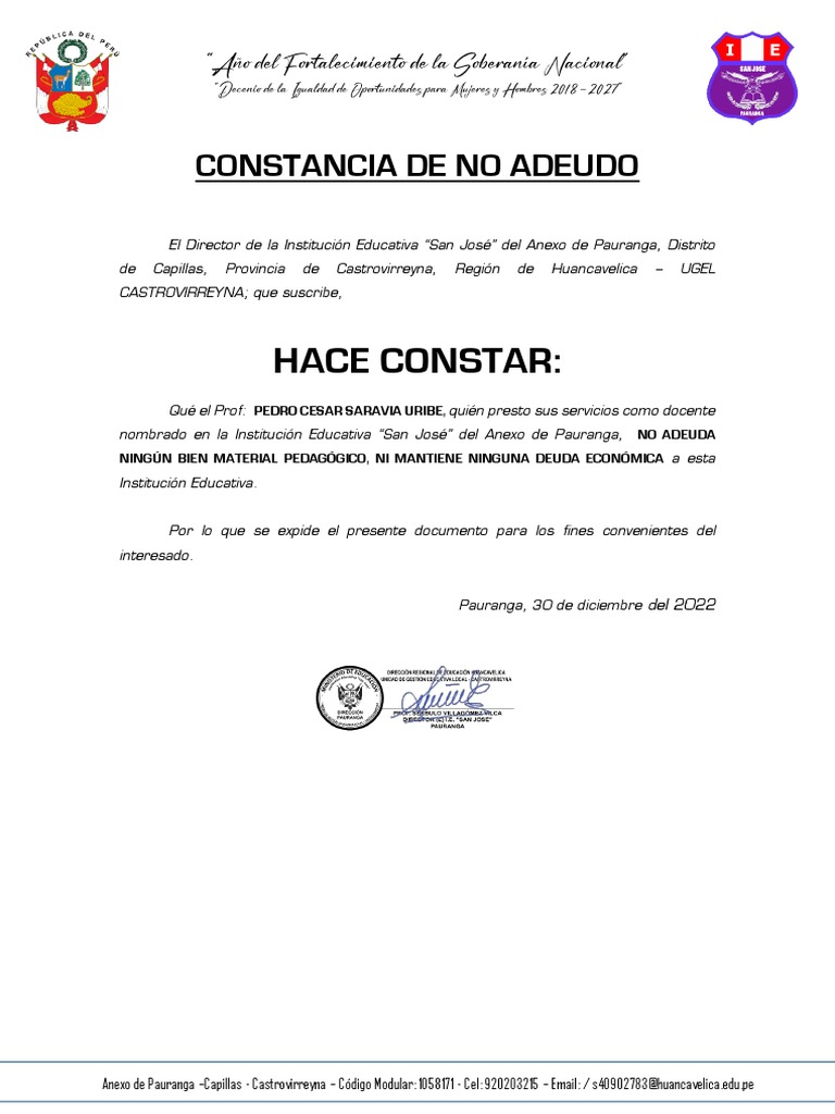 Constancia No Adeudo | PDF