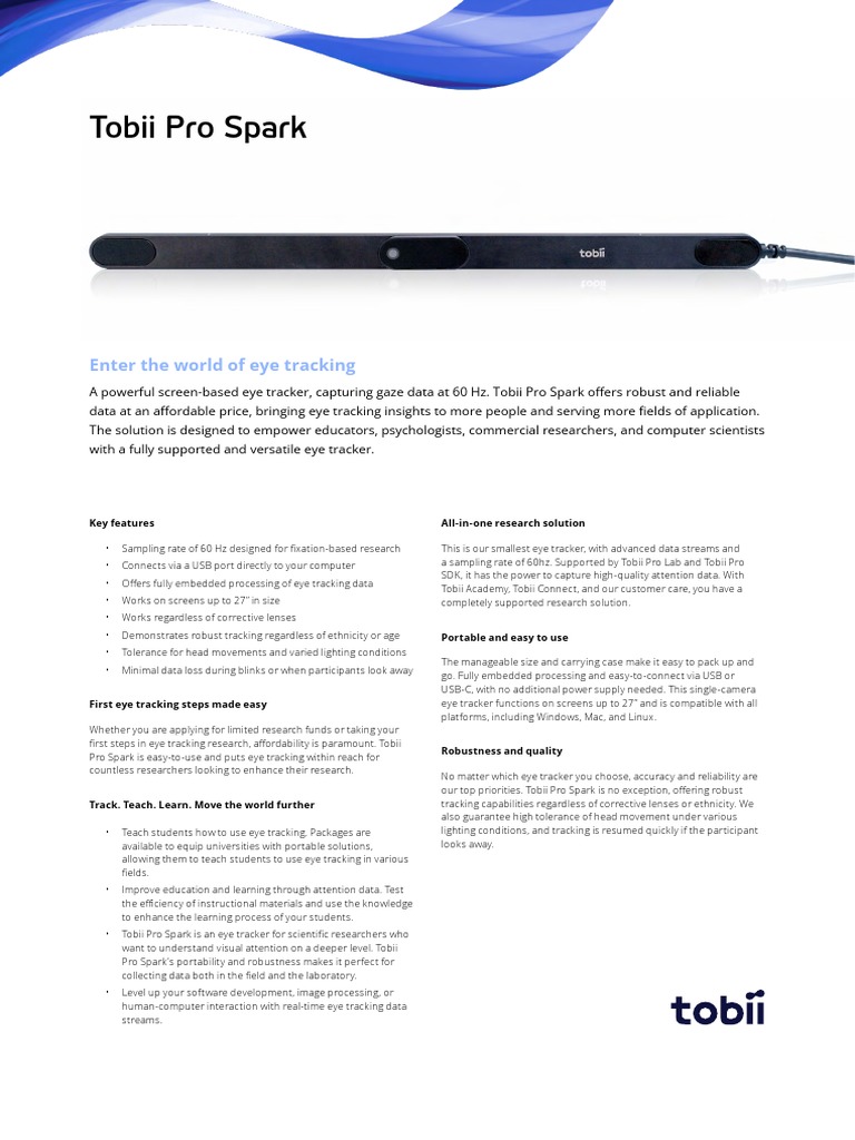 Tobii Pro Spark Brochure | Download Free PDF | Computing | Computer Science