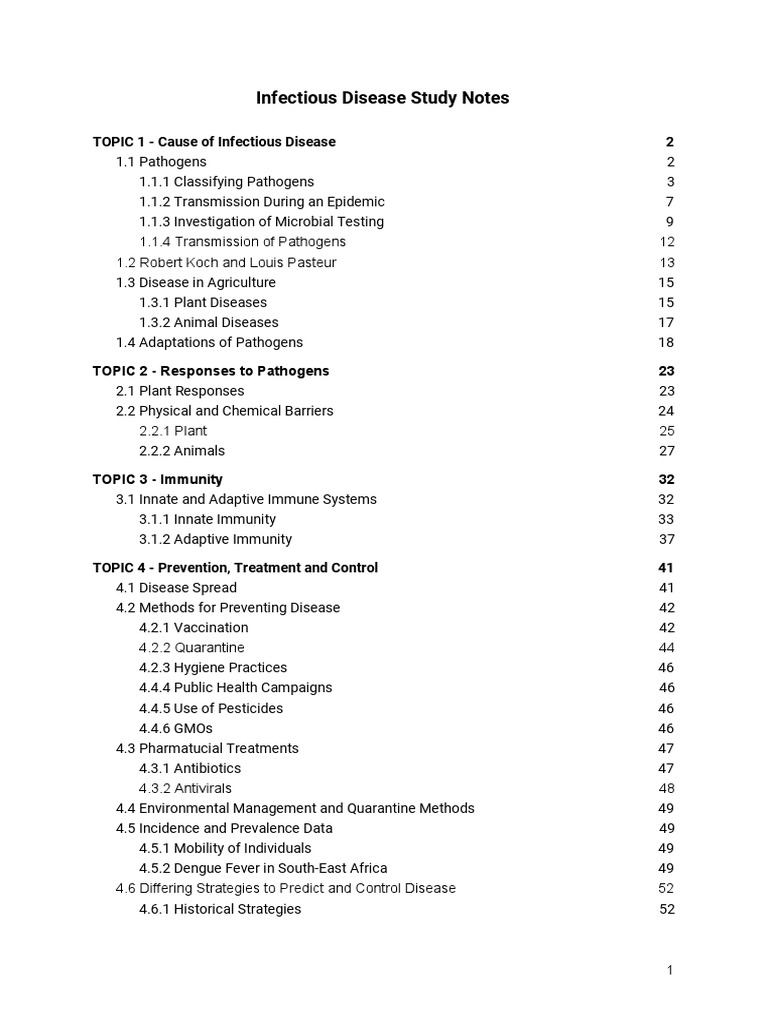 Infectious Disease Study Notes | PDF | Virus | Infection