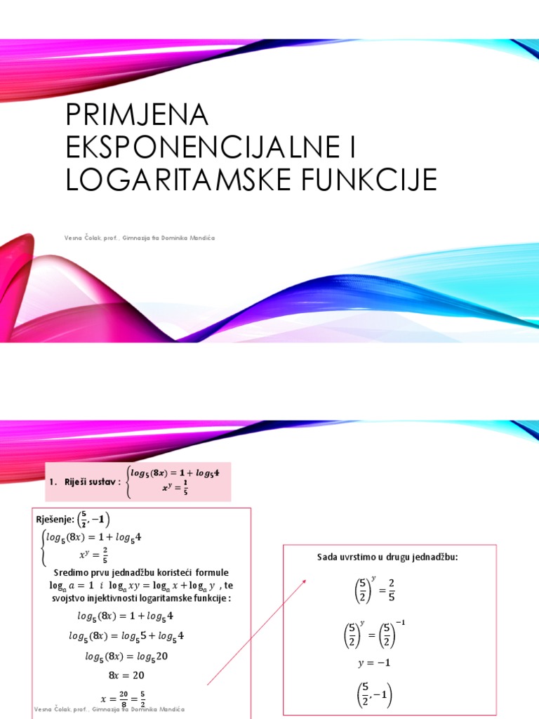 Primjena Eksponencijalne I Logaritamske Funkcije | PDF