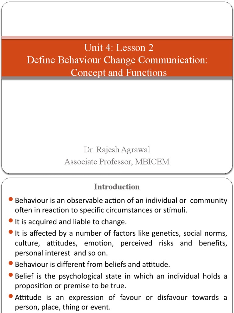 Define Behaviour Change Communication: Concept and Functions | PDF | Behavior | Motivation