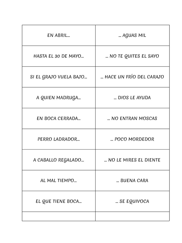 Refranes y Juegos Tradicionales | PDF