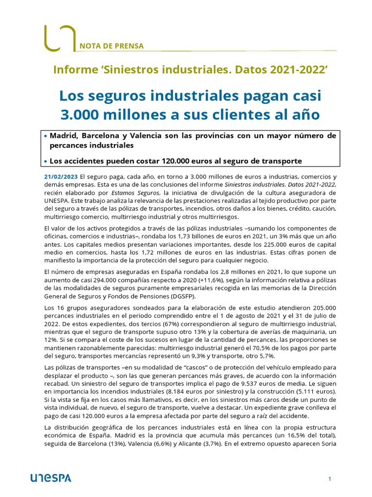 NDP El Seguro Industrial 2021-2022 FINAL | PDF | Seguro | España
