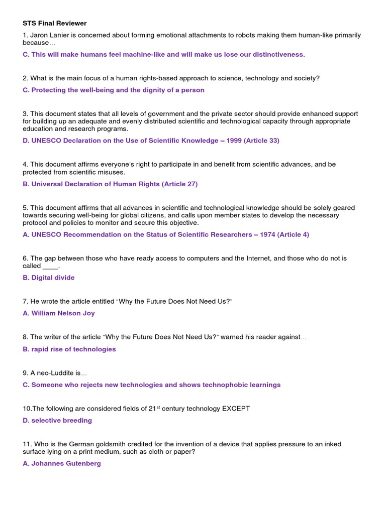 STS FINALS REVIEWER PPT Questions | Download Free PDF | Social Media | Popular Culture & Media ...