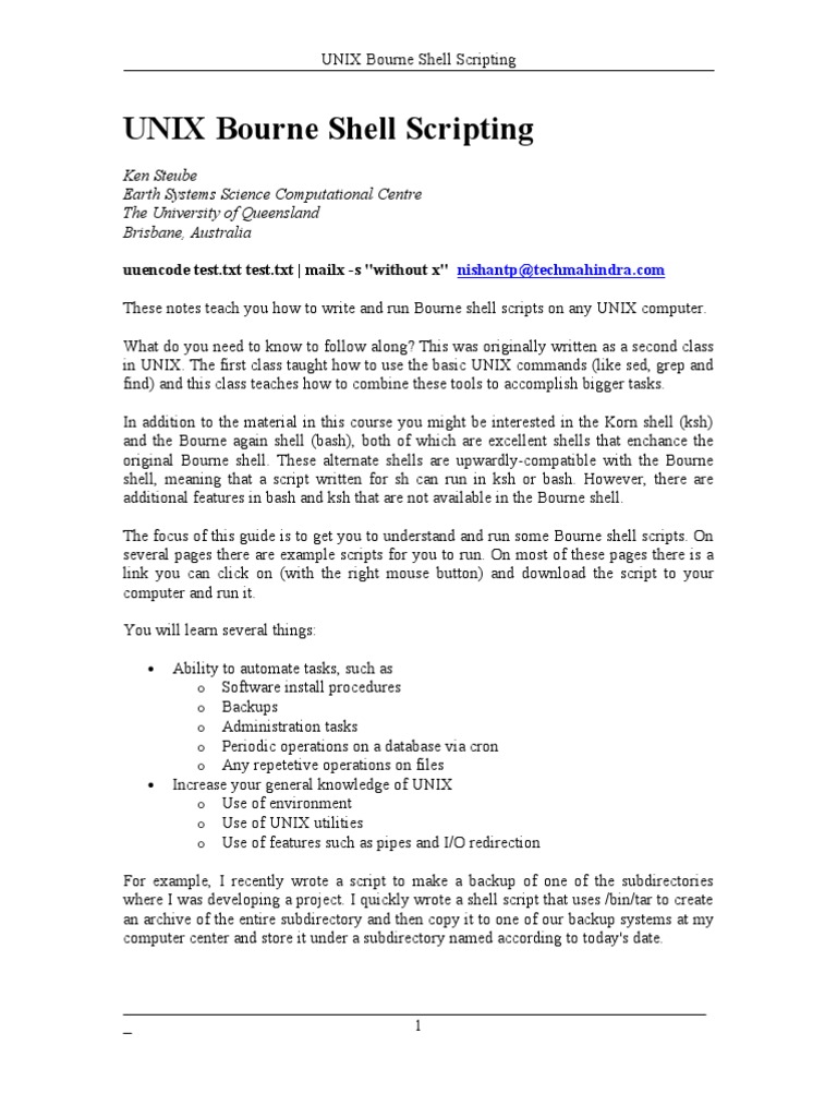 UNIX Bourne Shell Scripting | PDF | Command Line Interface | Filename