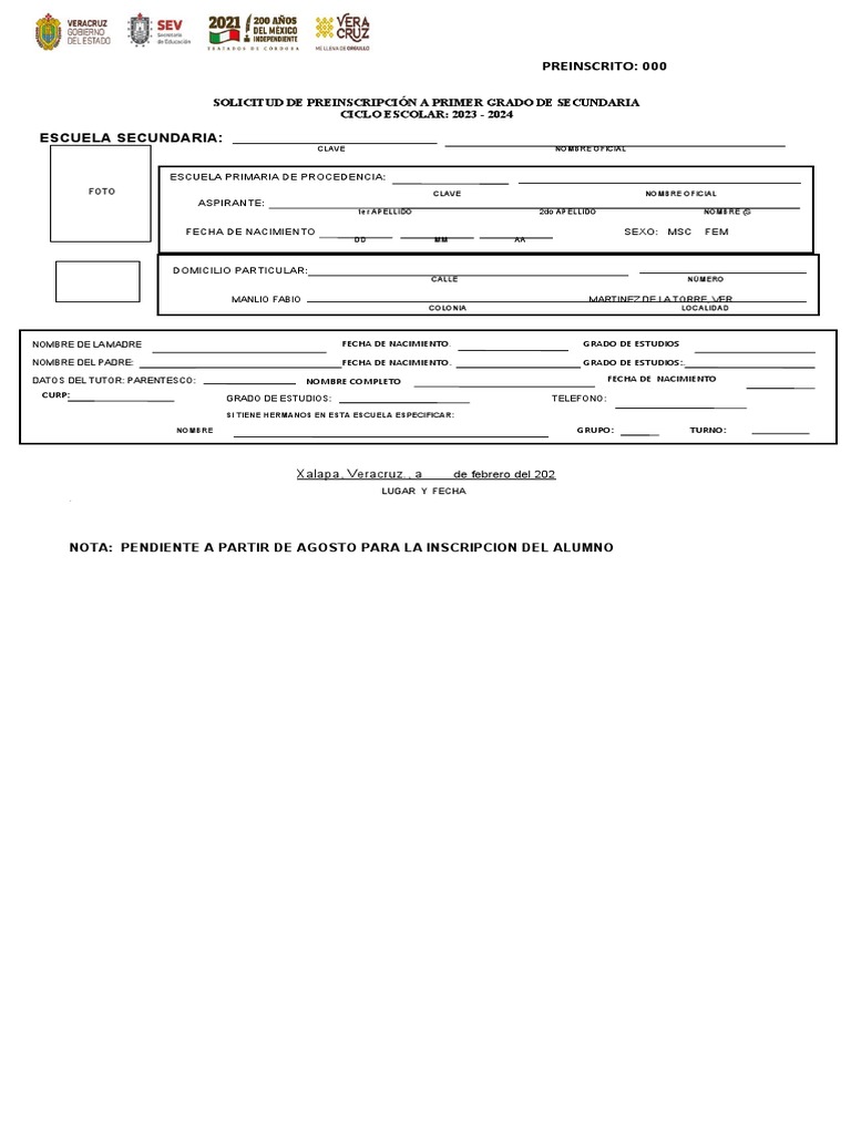 Preinscripción Secundaria 2023-2024 | PDF | Familia | Desarrollo humano