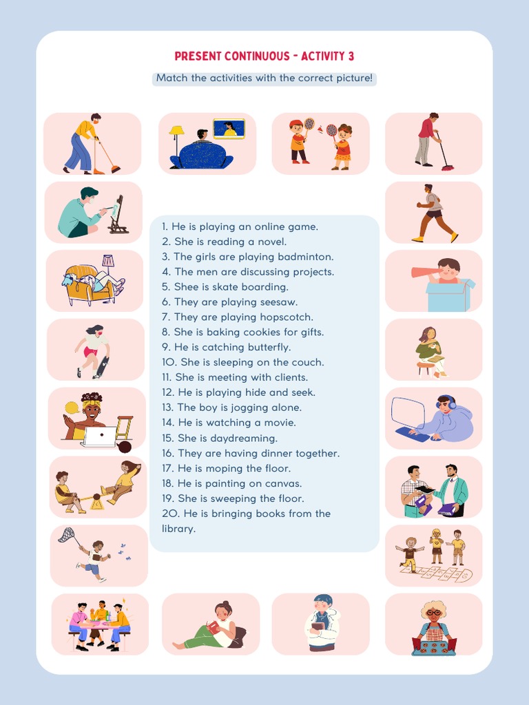 Present Continuous Exercise | PDF