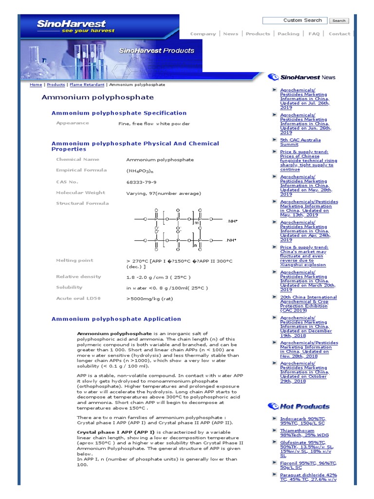 Ammonium Polyphosphate Specification | PDF | Polyethylene | Polymer ...