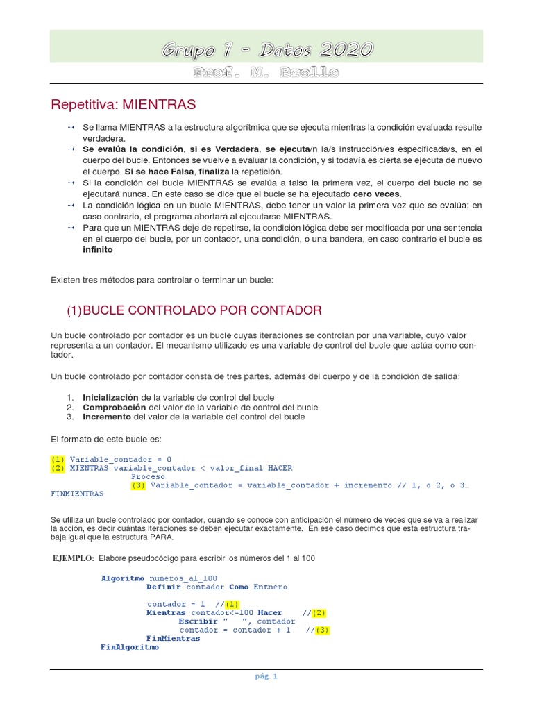 Programación - Repetitiva MIENTRAS | PDF | Algoritmos | Programación de computadoras
