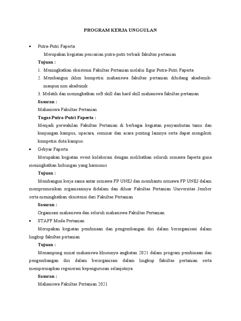 Program Kerja Unggulan | PDF