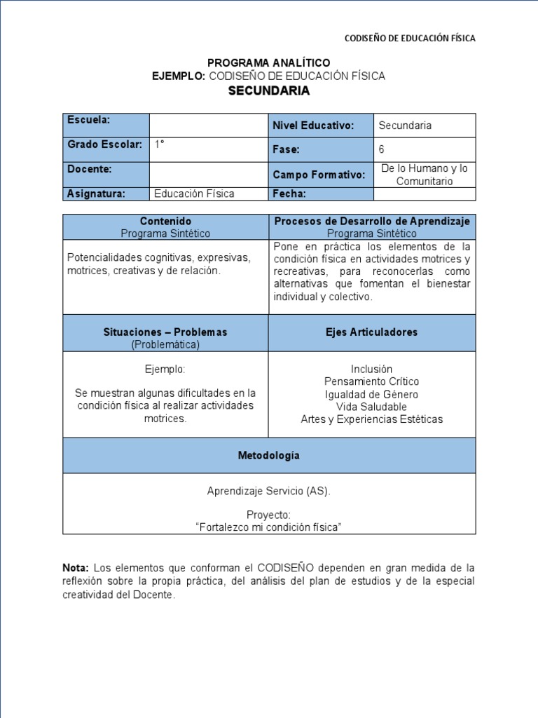 Ejemplo de Programa Analítico Fase 6 | PDF
