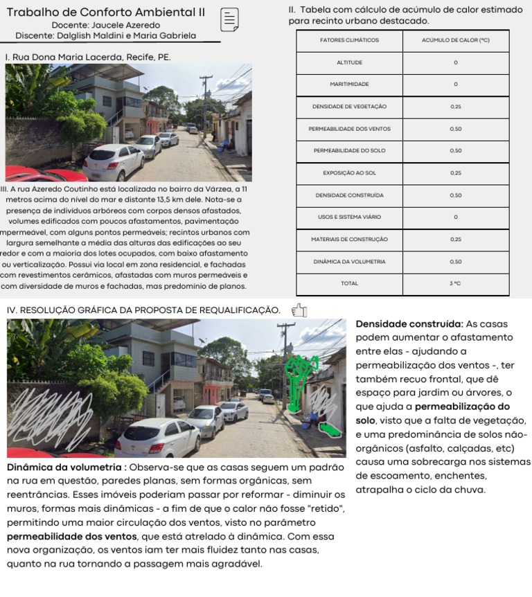 Análise de Recinto Urbano - Rua Dona Maria Lacerda, Várzea. | PDF ...