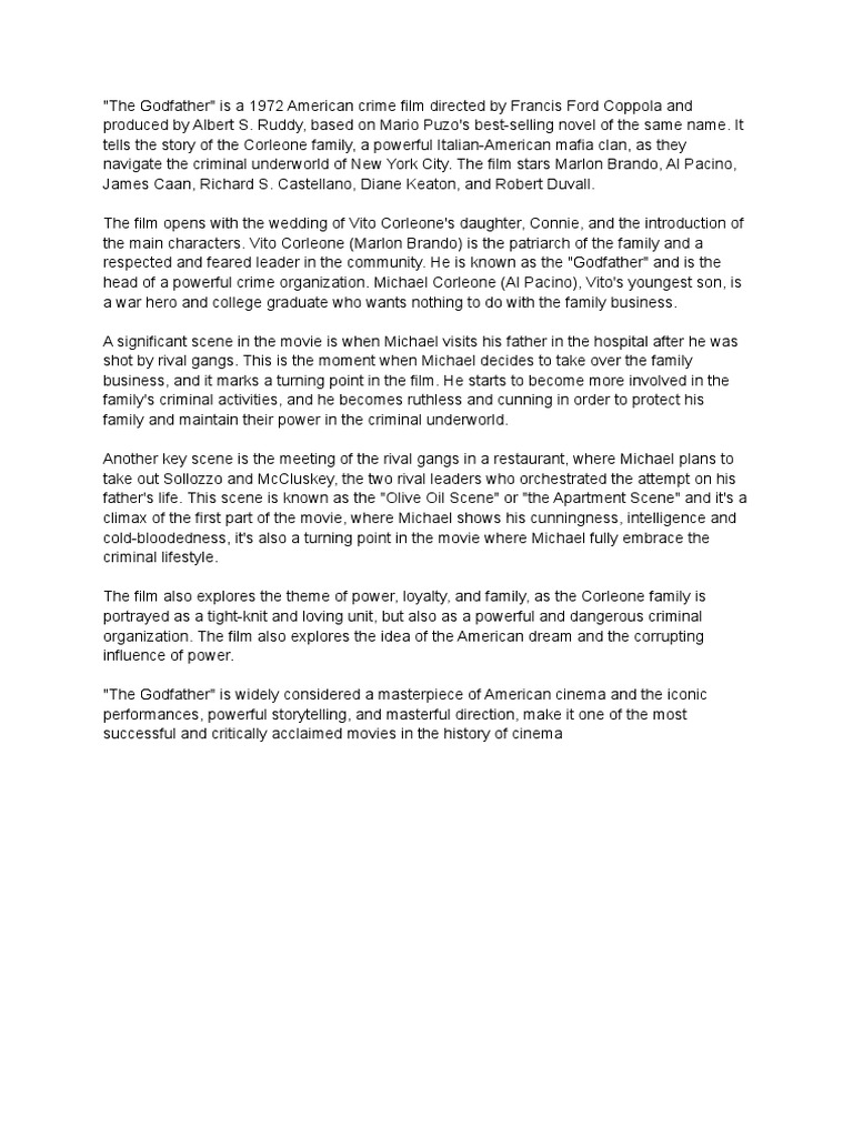 The Godfather: A Crime Film Masterpiece | PDF