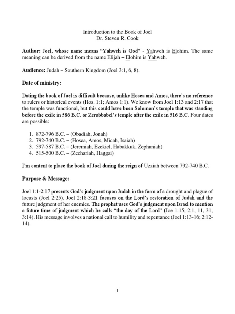 Understanding the Book of Joel | PDF | Great Tribulation | Yahweh