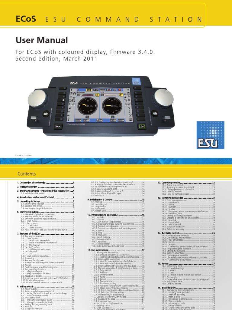 01211-10059 ECoS 2 Handbuch ESUKG EN User Manual Edition II March 2011 Ebook 01 | PDF | Power ...