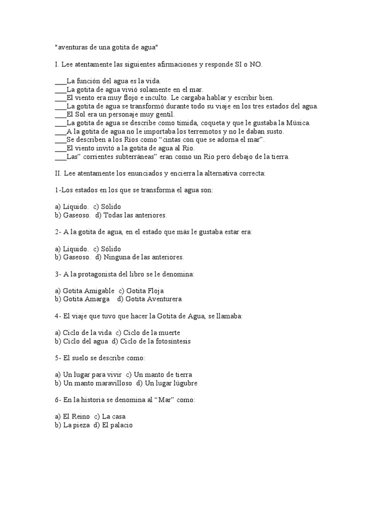 Aventuras de Una Gotita de Agua | PDF | Agua | Oxígeno