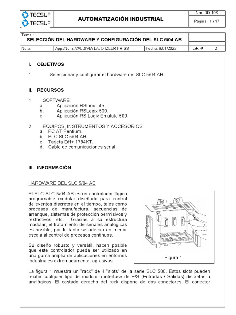 Lab 02 - Seleccion y Configuracion SLC 504 | PDF | Controlador lógico ...