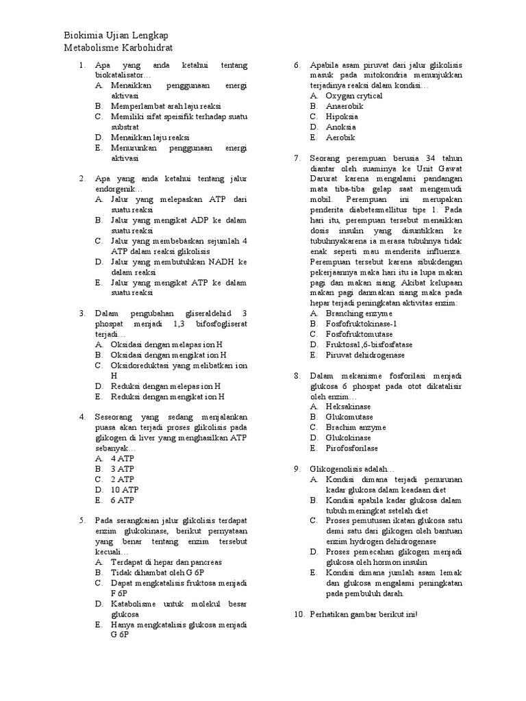 Ujian Biokimia Karbohidrat Lengkap | PDF Ujian Biokimia Karbohidrat Lengkap | PDF
