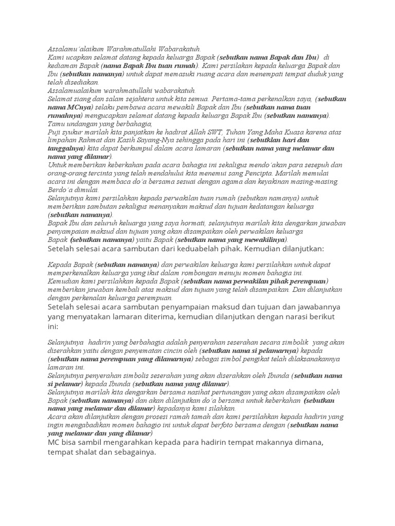 Teks MC Lamaran | PDF