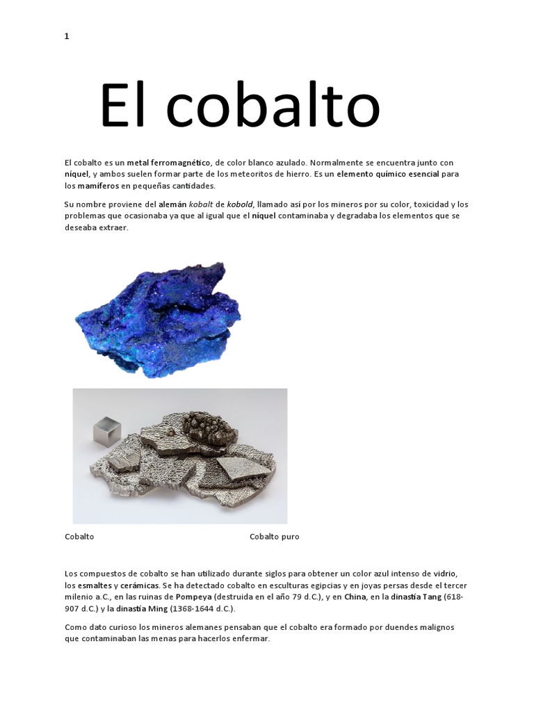 Historia y Usos del Cobalto | PDF