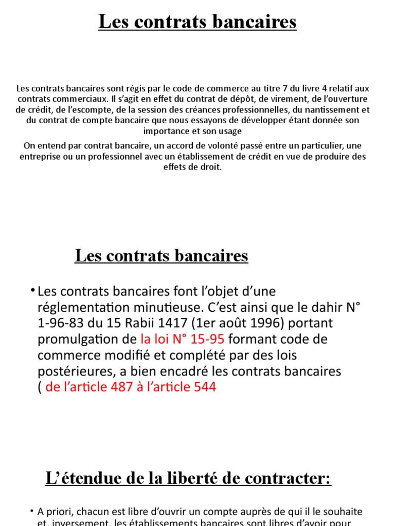 Les Contrats Bancaires | PDF | Banques | Compte bancaire